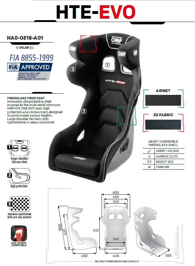 HRR: OMP Seat HTE EVO