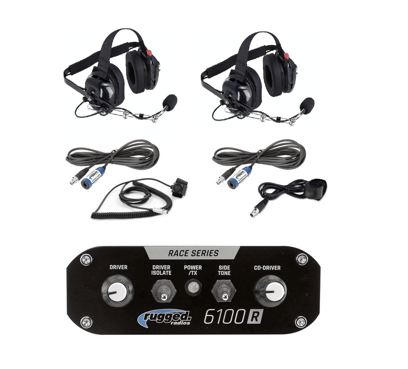 HRR: Rugged Radios RRP6100 2 Place Race Intercom System With Headsets